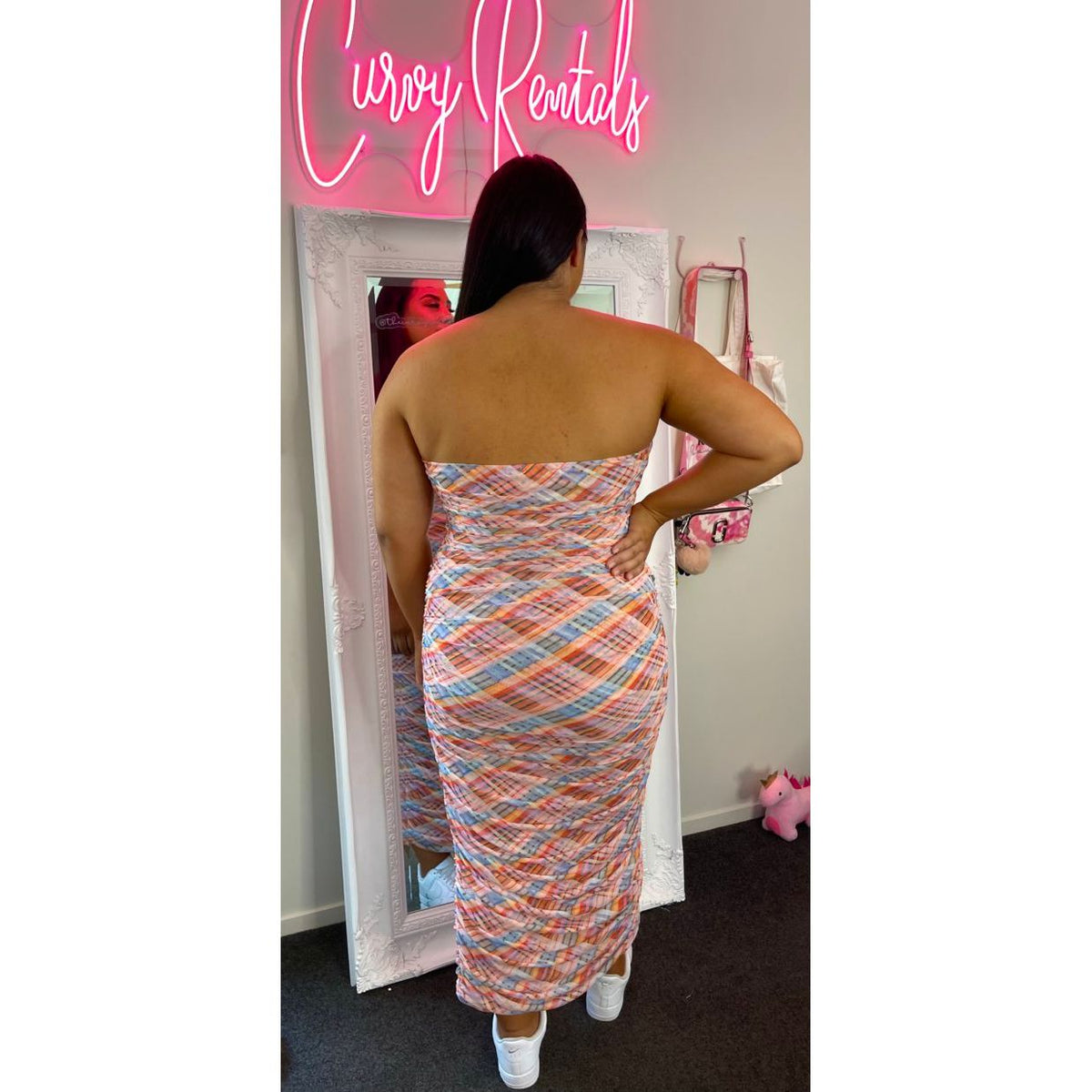 Cherry Mesh Tube Dress - 20 – The Curvy Rental Boutique