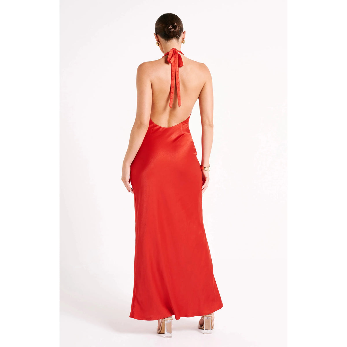 Vermilion Red Marvelle Satin Halter – The Curvy Rental Boutique